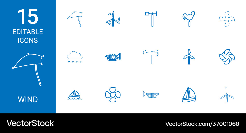 15 wind icons Royalty Free Vector Image - VectorStock