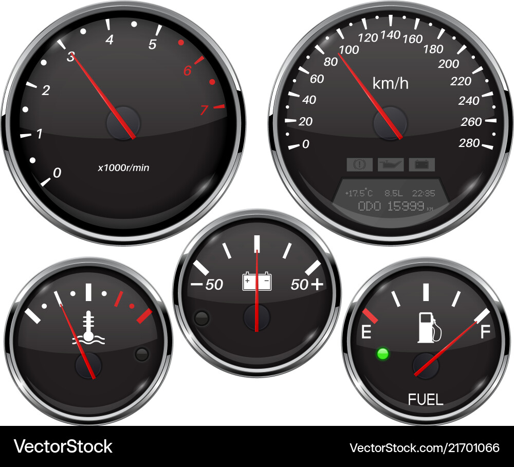 Car dashboard 3d gauges speedometer tachometer Vector Image