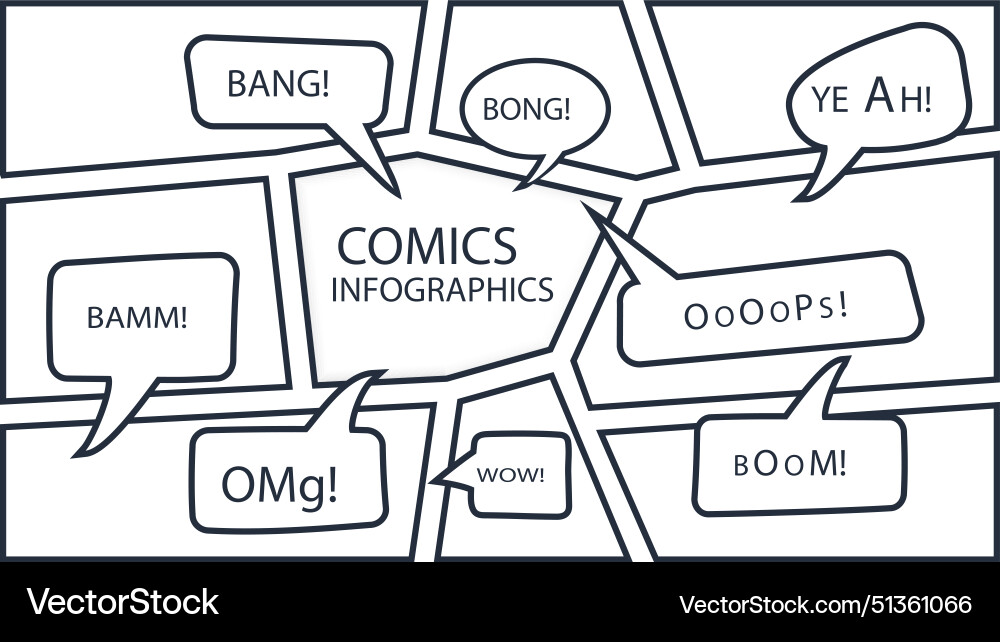 Comics infographic with 8 steps options parts Vector Image