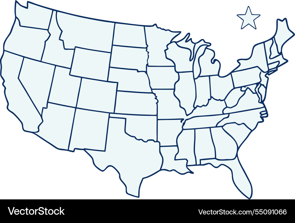 Flat design america gulf outline map Royalty Free Vector