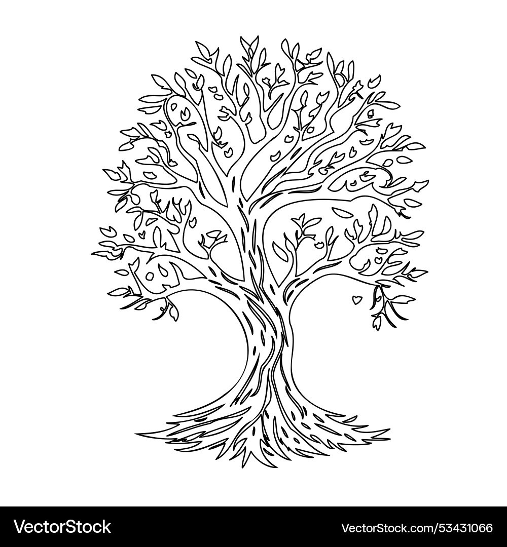 Haunted tree outline sketch Royalty Free Vector Image