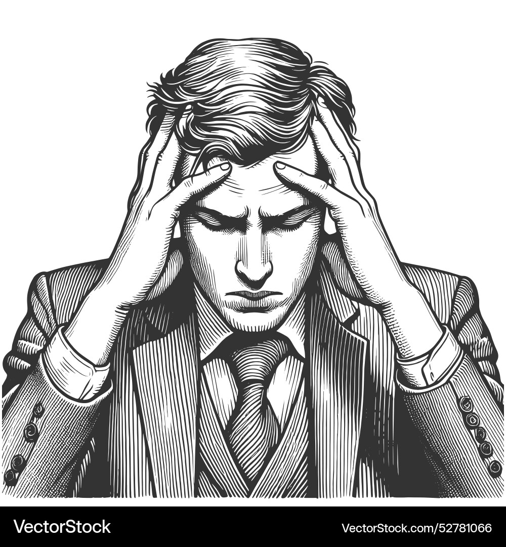 Man in stress or despair Royalty Free Vector Image