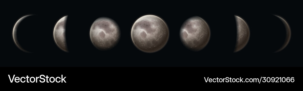 Moon phases earth satellite surface crescent Vector Image