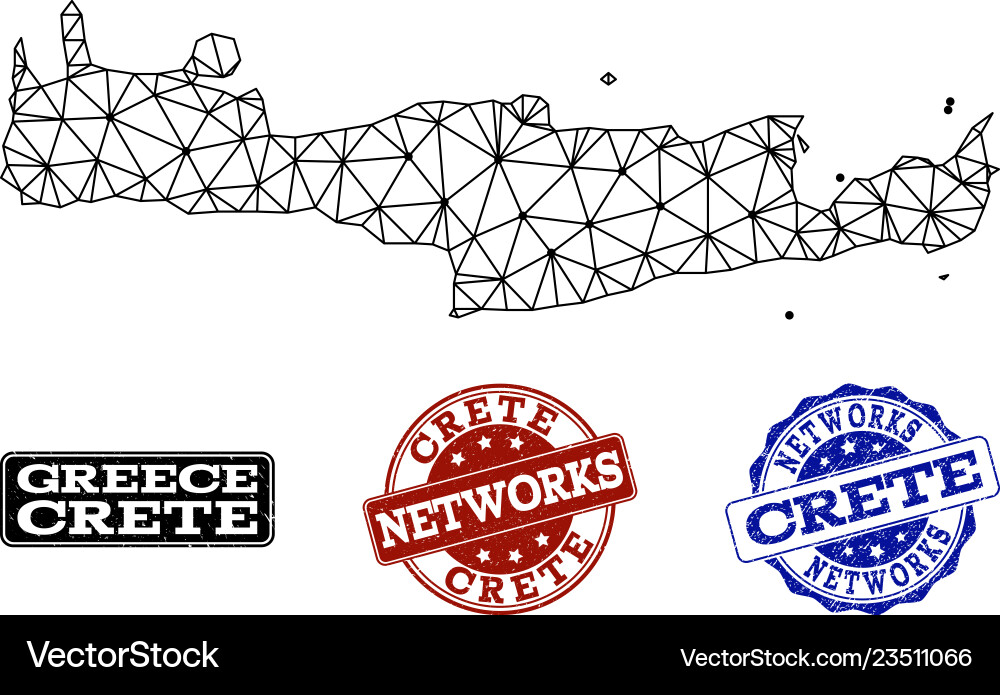 Polygonal network mesh map of crete island Vector Image