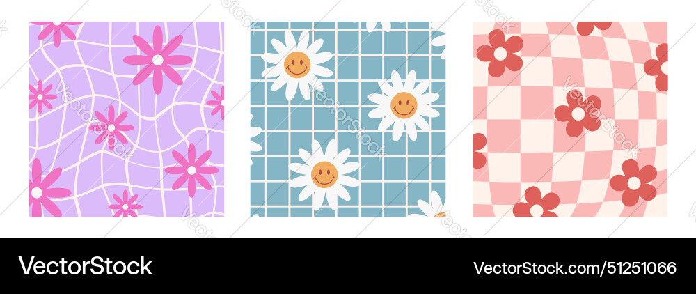 Psychedelic checkerboard groovy hippie 70s Vector Image