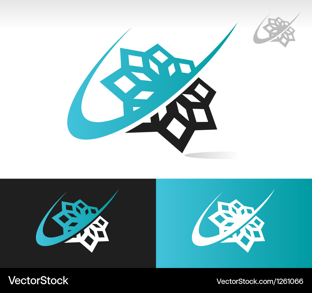 Swoosh snowflake logo icon Royalty Free Vector Image