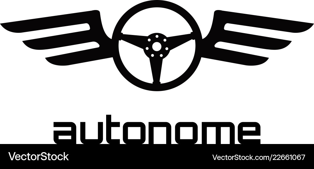 Atonomy black steering wheel wings logo Royalty Free Vector