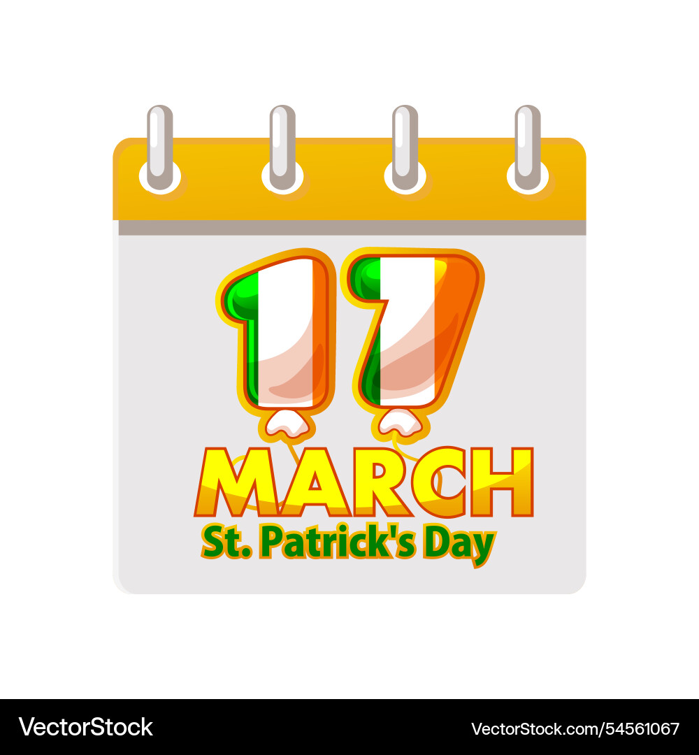 Calendar with date 17 march-st patricks day Vector Image