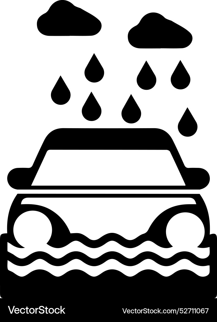 Car flood disaster icon cloud rain Royalty Free Vector Image