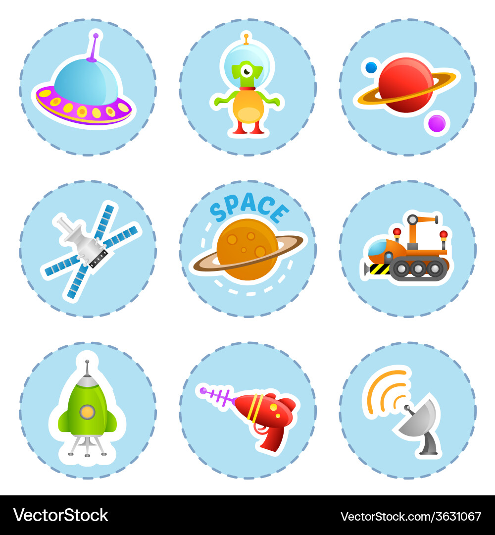 Cartoon space icons Royalty Free Vector Image - VectorStock