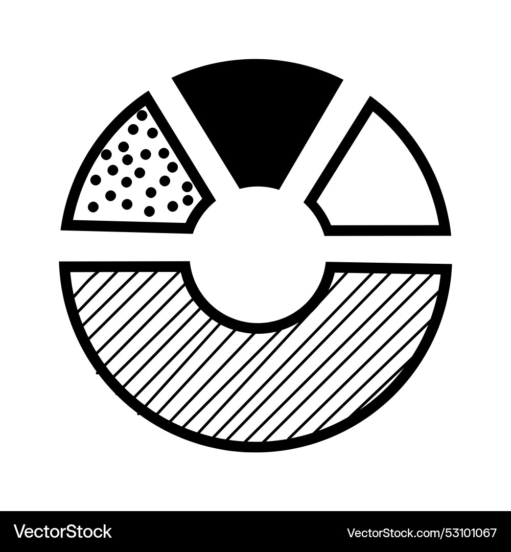 Doodle pie chart set hand drawn fraction graphic Vector Image