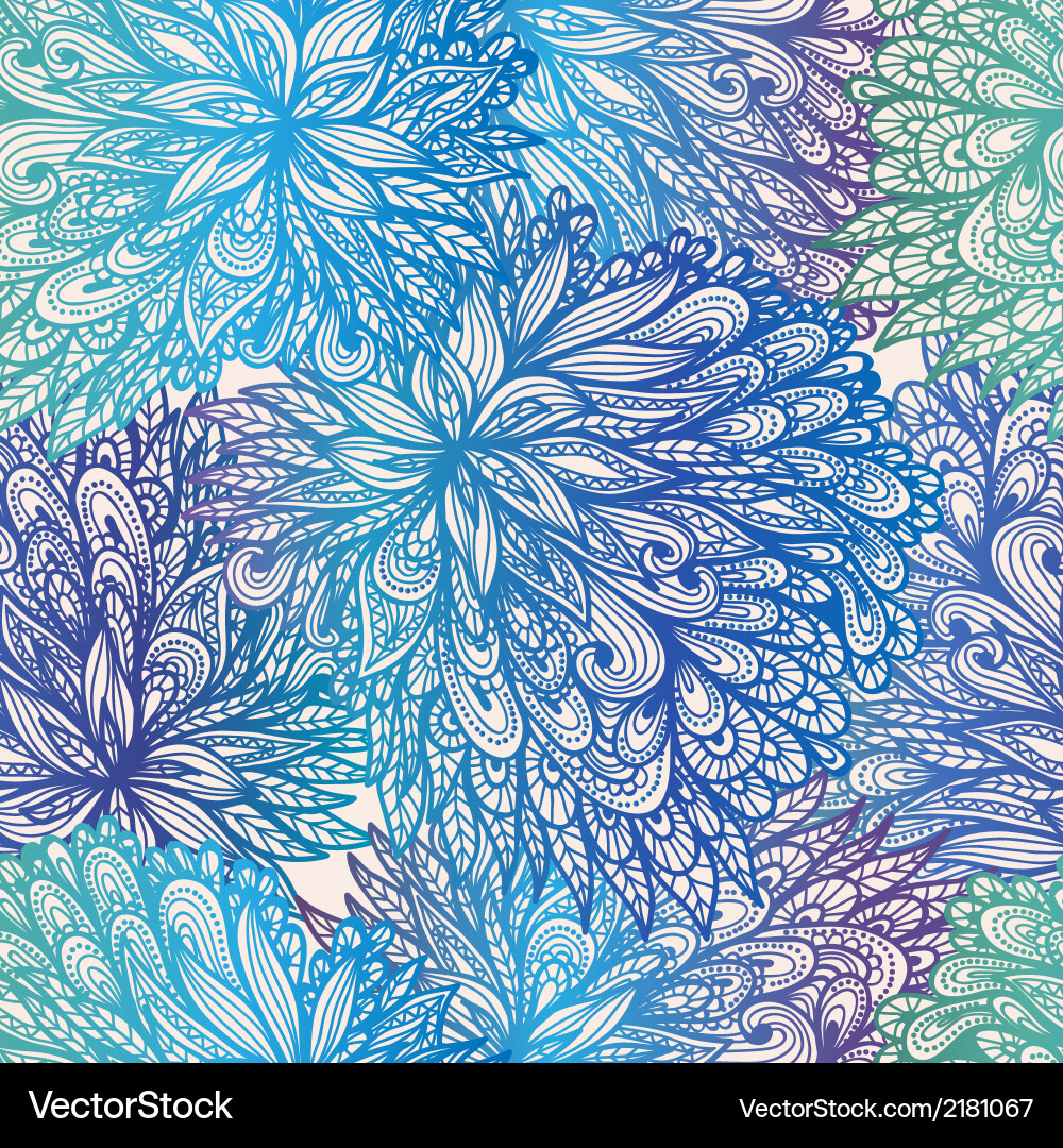 Floral Gradient Doodle Pattern Royalty Free Vector Image