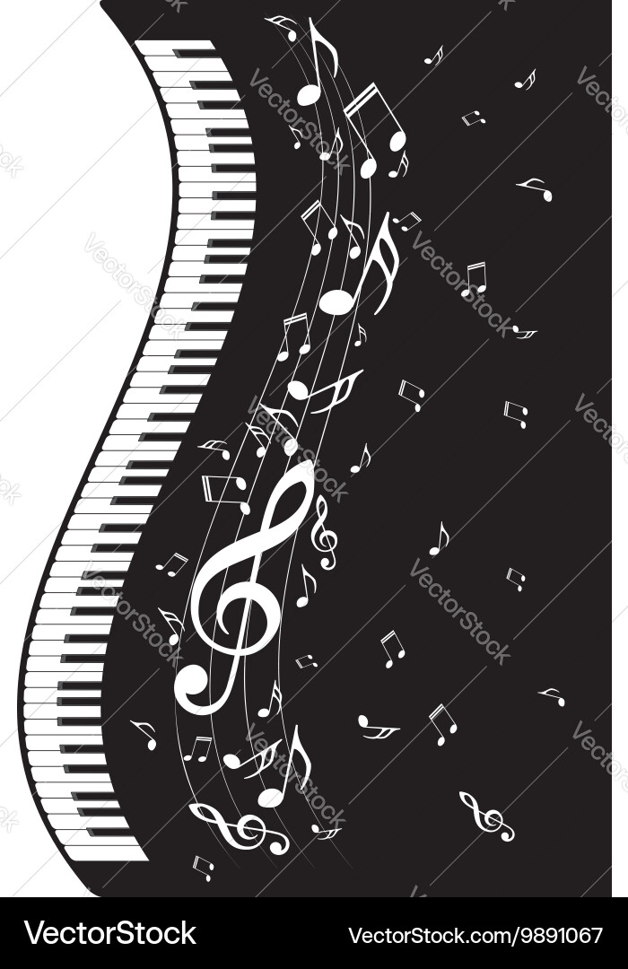 Piano keyboard with music notes2 Royalty Free Vector Image