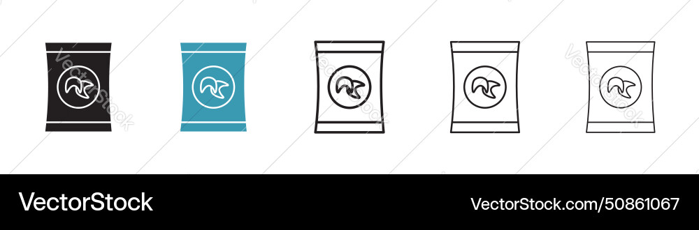 Potato chips icon set crisp bag snack symbol Vector Image