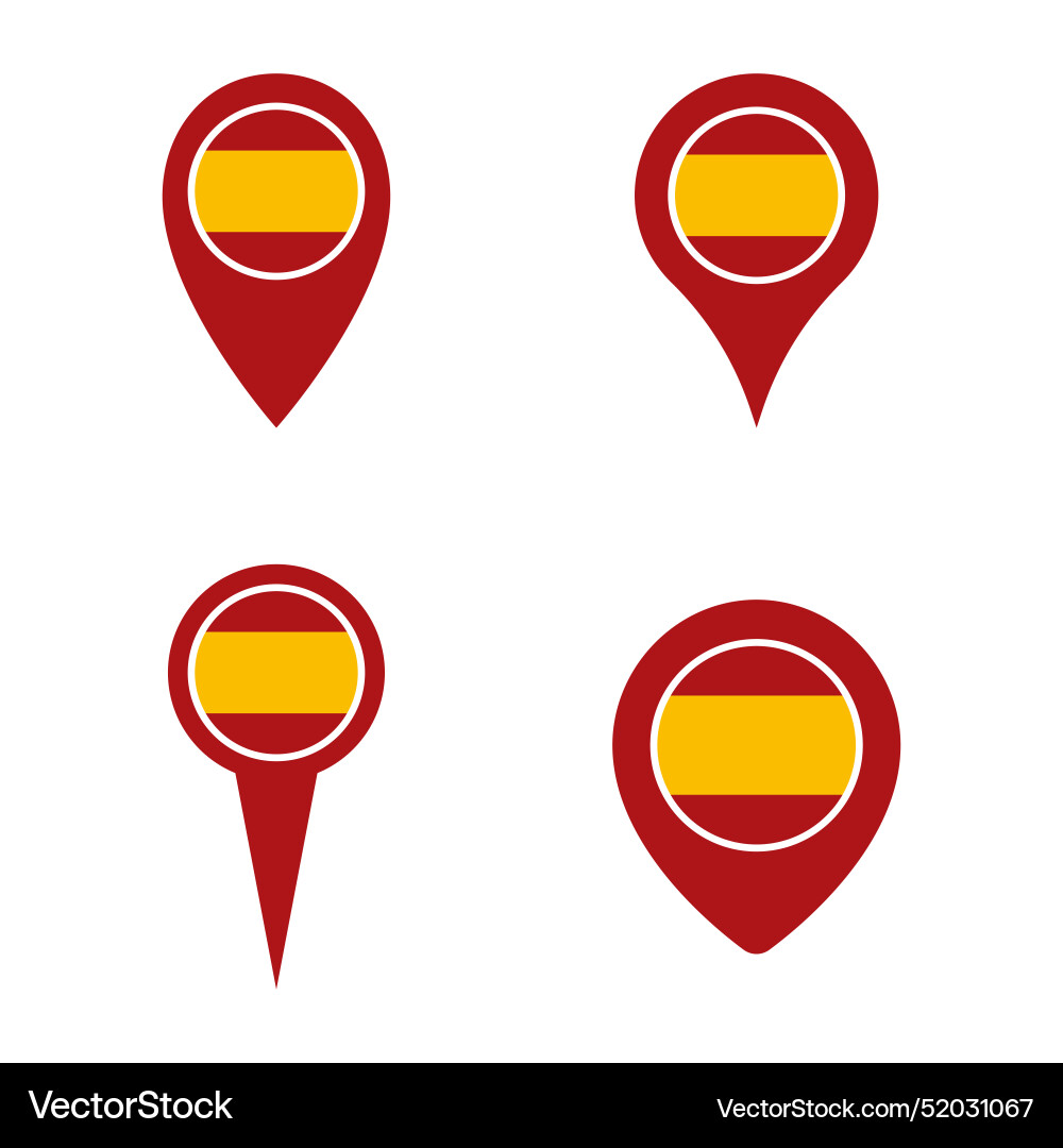 Spain map pointer icons set spanish flag symbol – Royalty-Free Vector ...
