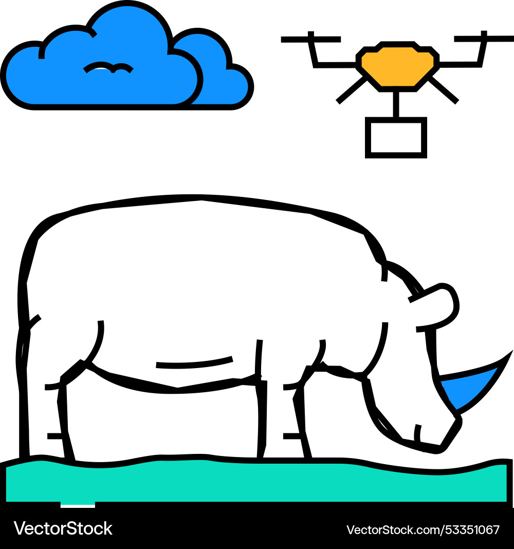 Wildlife conservation drone icon color Royalty Free Vector