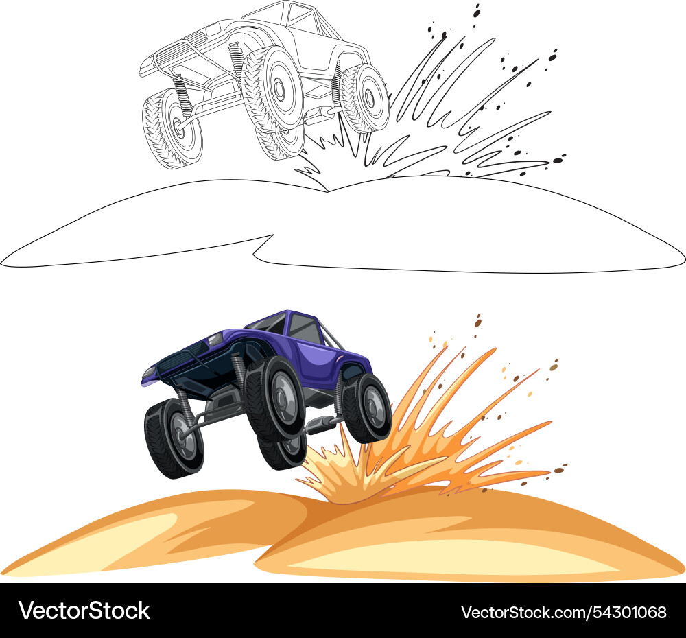 A car jumping over hill Royalty Free Vector Image