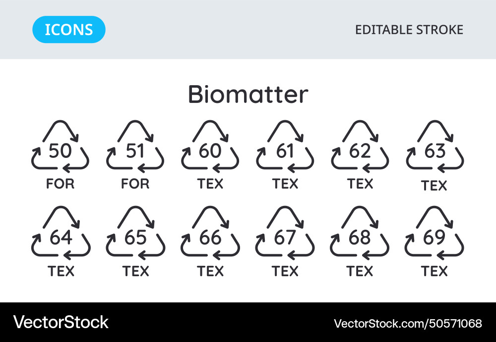 Biomatter recycling codes icons Royalty Free Vector Image