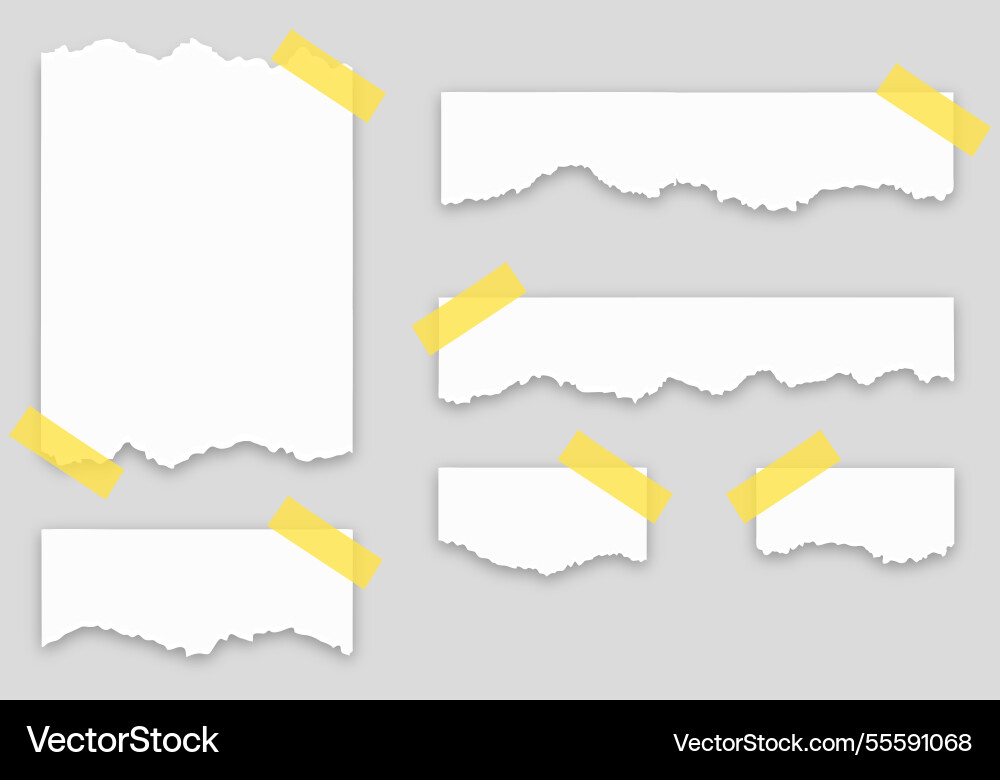 Collection of white torn paper sheets Royalty Free Vector