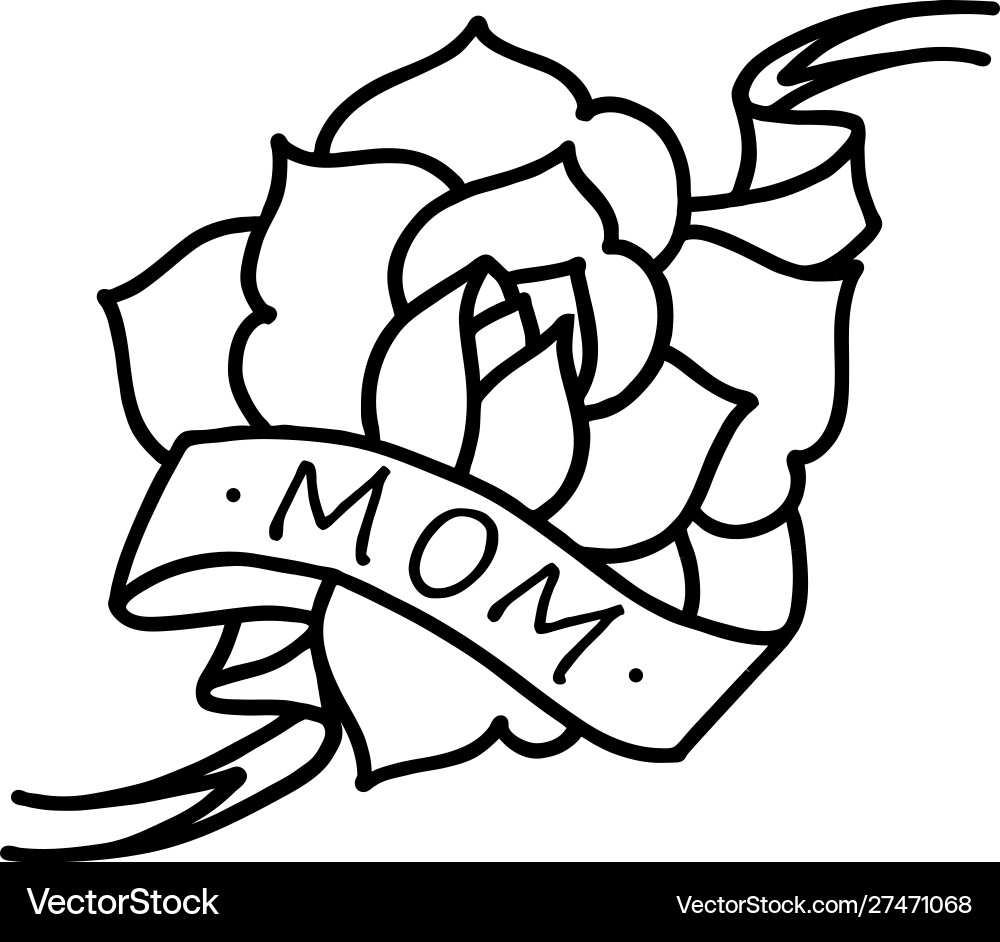 Elegant Rose with 'Mom' Ribbon Royalty Free Vector Image