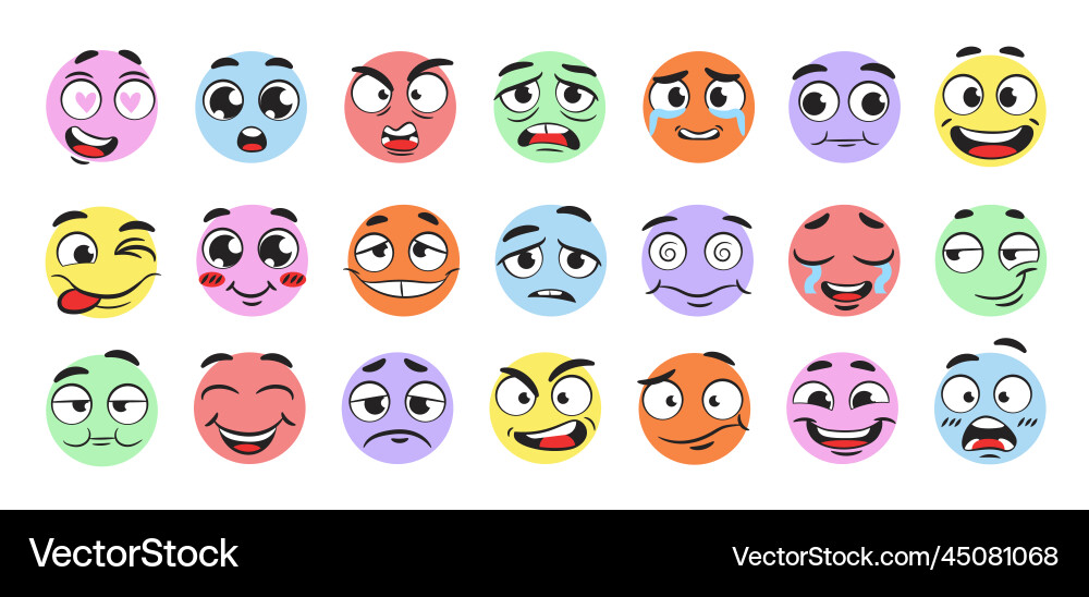 Funny emoticons set Royalty Free Vector Image - VectorStock