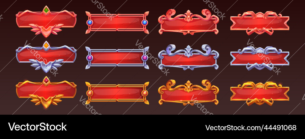 Game ui frames gold silver copper medieval menu Vector Image