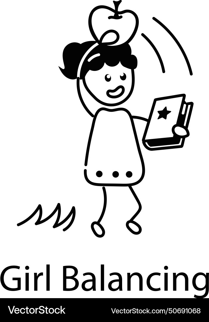 Girl balancing Royalty Free Vector Image - VectorStock