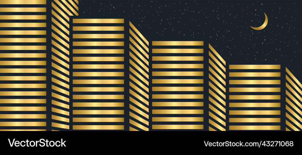 Golden modern buildings Royalty Free Vector Image