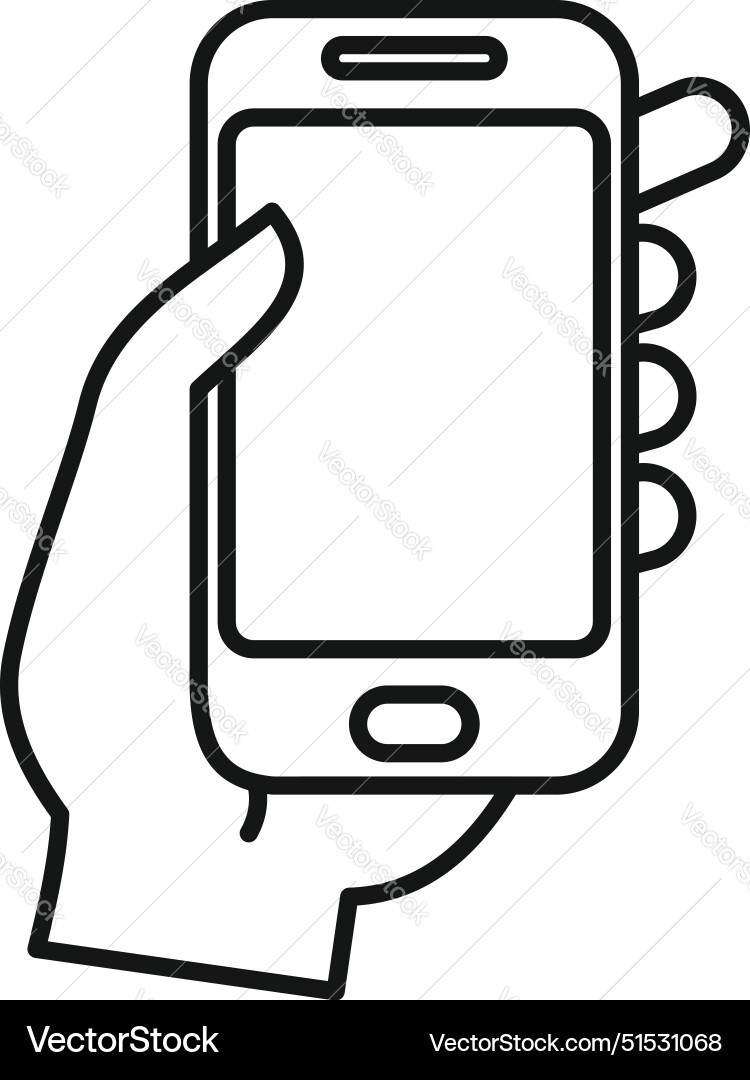 Hand is giving support to a smartphone using four Vector Image