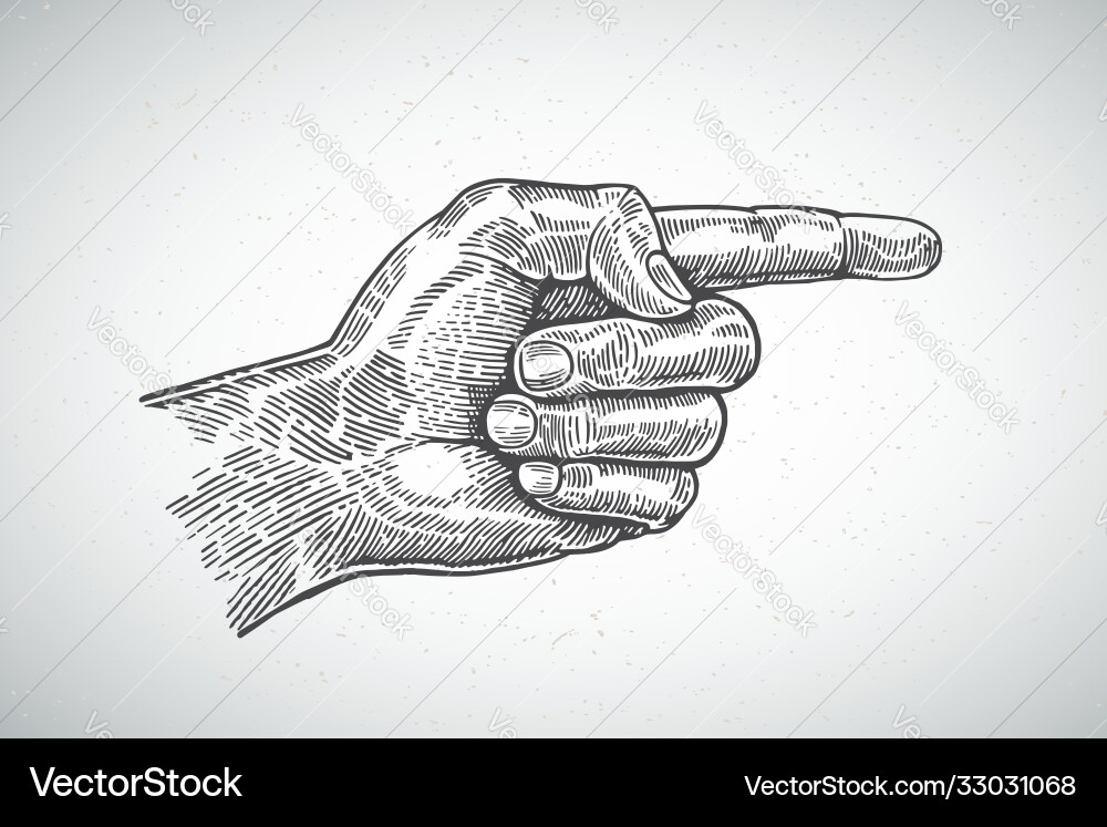 Hand with an extended index finger drawn Vector Image
