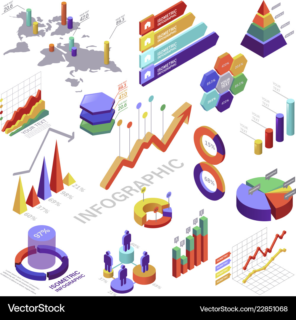Infographic and diagram isometric elements Vector Image