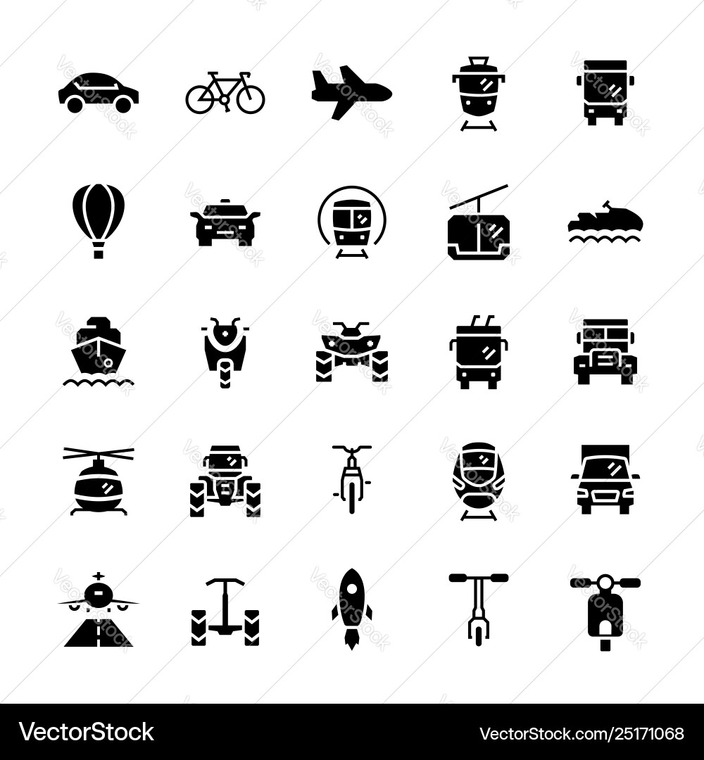 Transportation icons set in flat style symbols Vector Image