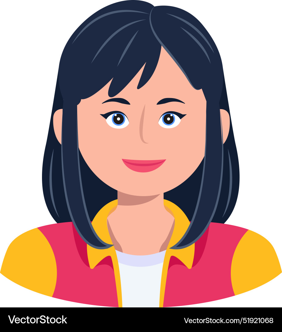 Webcute girl character icon in flat style Vector Image