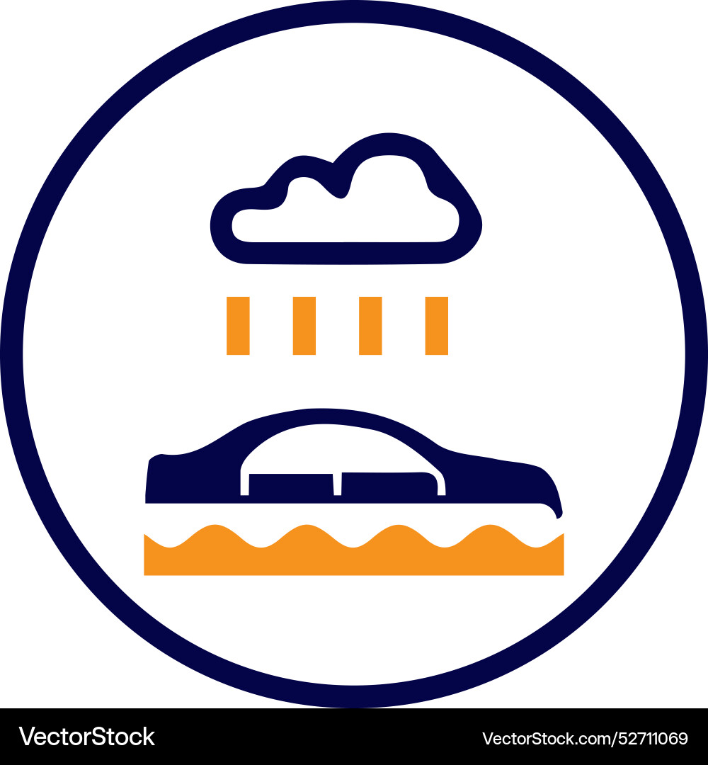 Car flood disaster icon cloud rain Royalty Free Vector Image