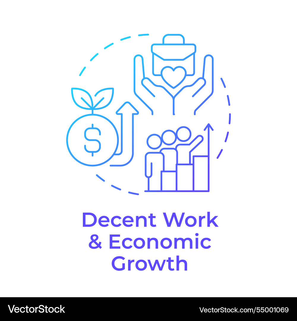 Decent work and economic growth blue gradient Vector Image