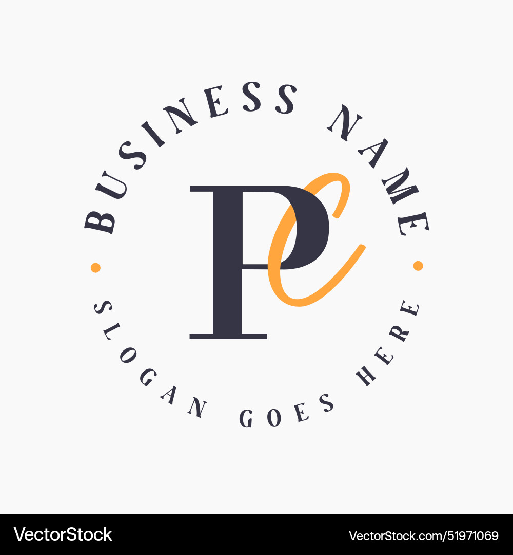 Elegant letter pc initials logo for corporate Vector Image