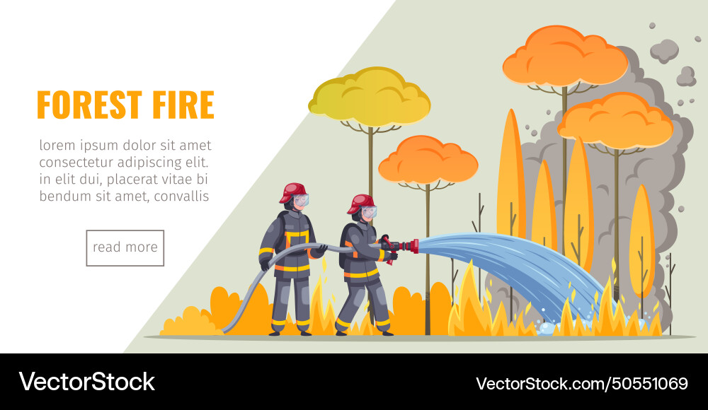 Forest fire cartoon banner Royalty Free Vector Image