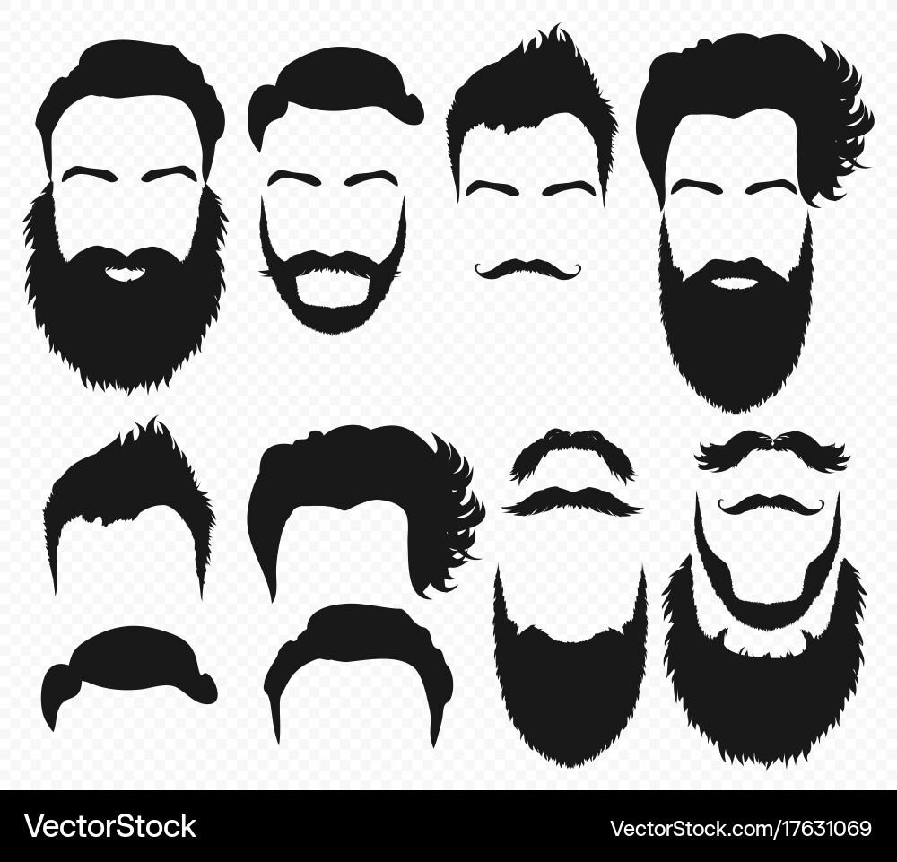 Hair and beard shapes design constructor Vector Image
