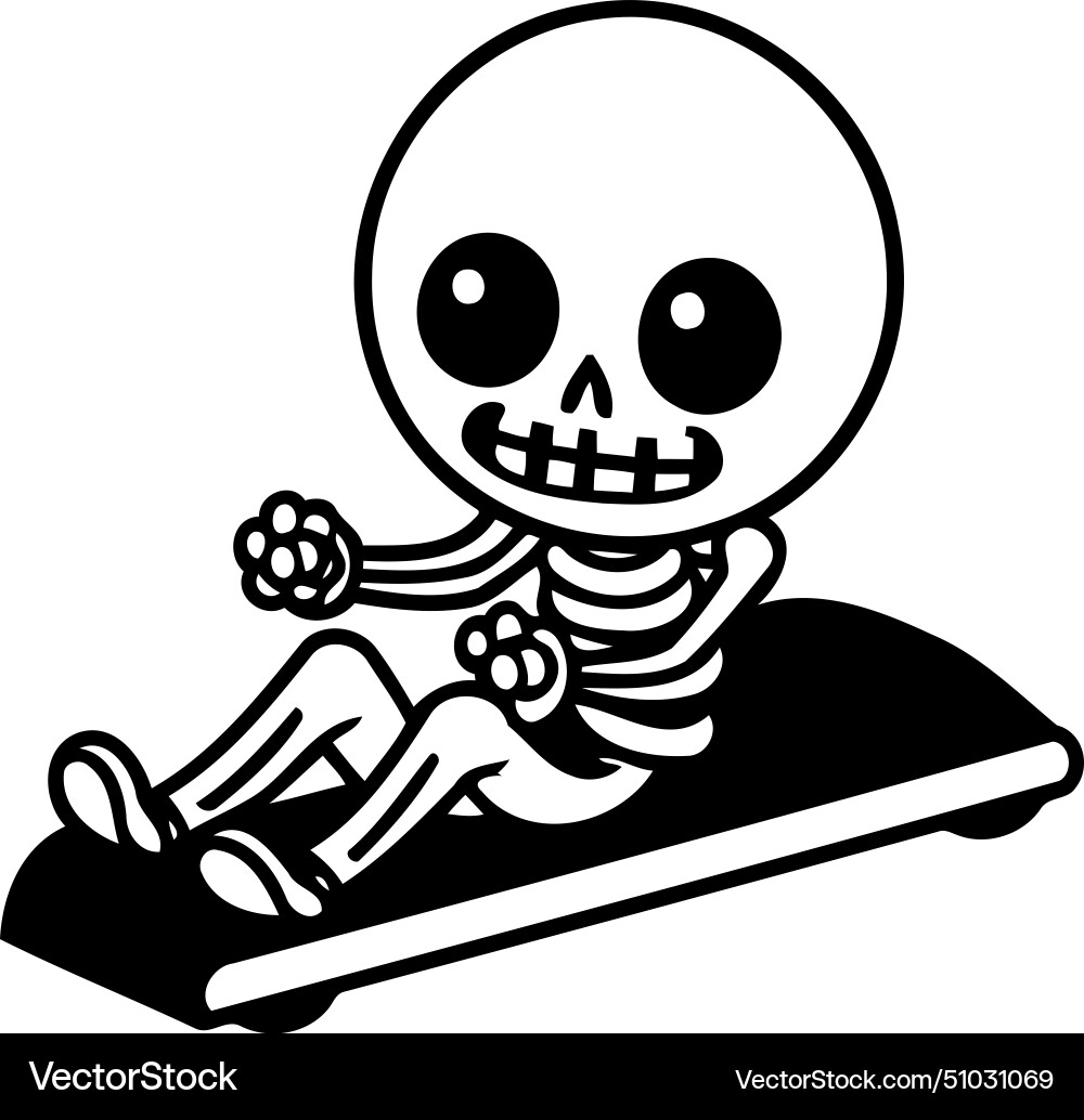 Halloween cartoon skeleton sitting Royalty Free Vector Image