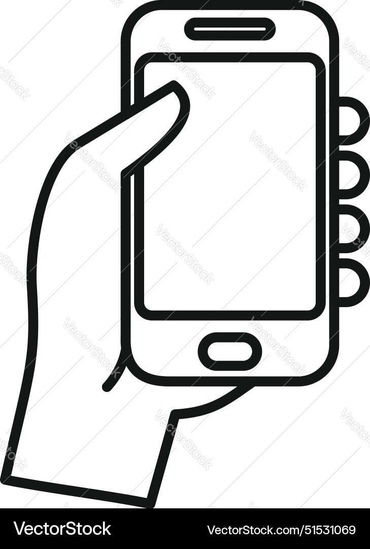 Hand holding mobile phone icon Royalty Free Vector Image