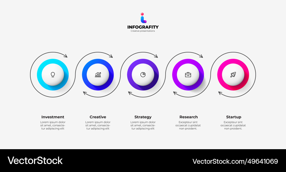 Infographic timeline design template five circles Vector Image