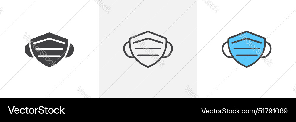Mask face line icon set Royalty Free Vector Image