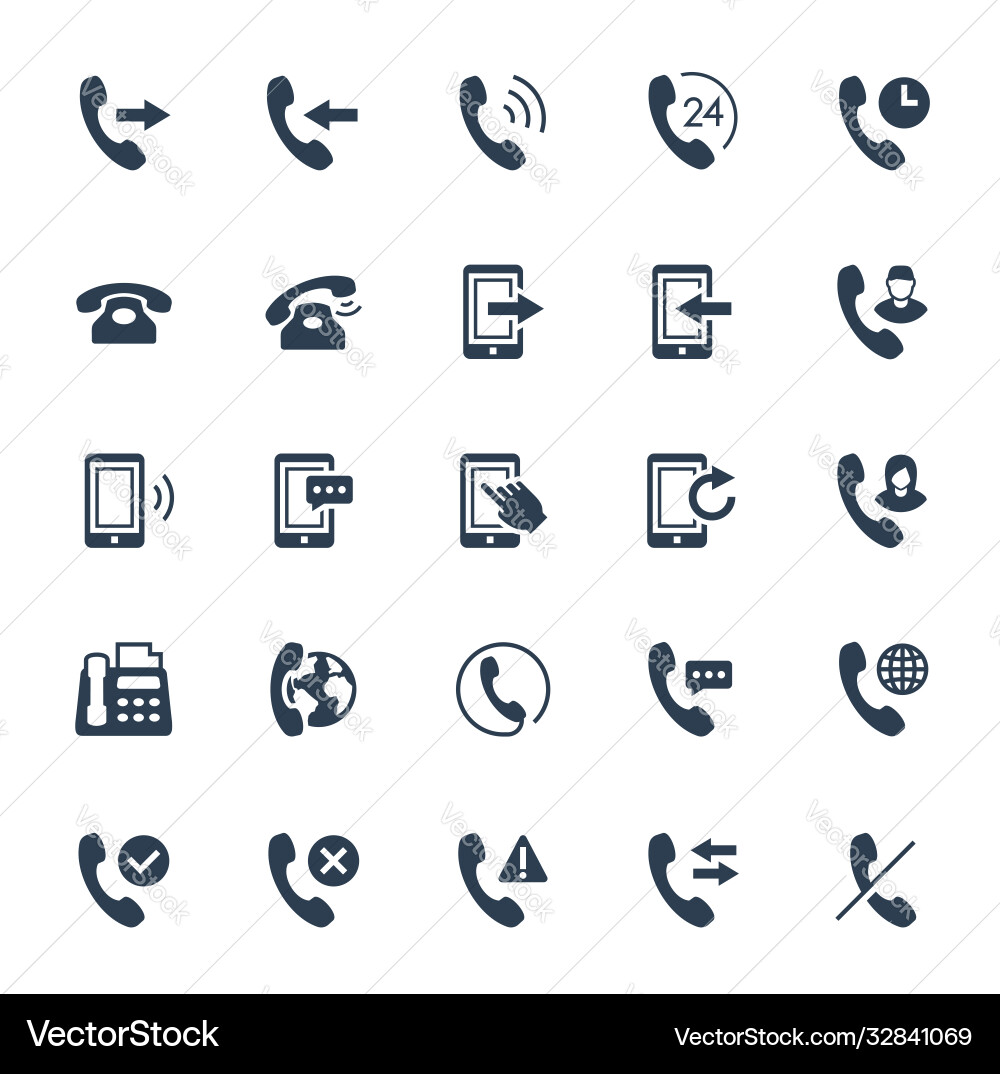 Phone communication and calls icon set Royalty Free Vector