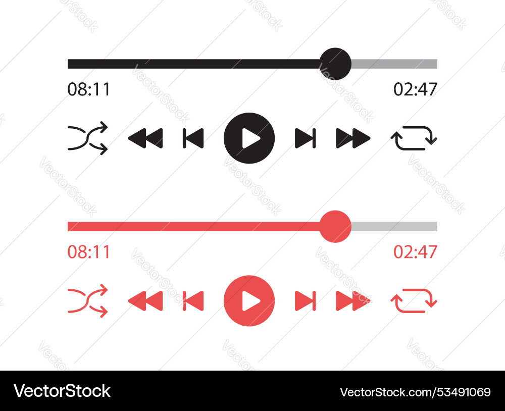 Play button icon in flat style music player Vector Image