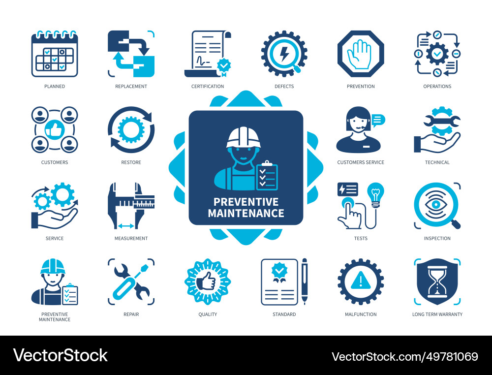 Preventive Maintenance Icon Set Royalty Free Vector Image