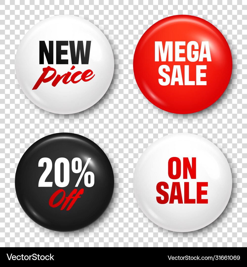Realistic badges with text product promotion Vector Image
