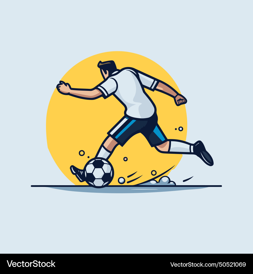 Soccer player kicking the ball cartoon style Vector Image
