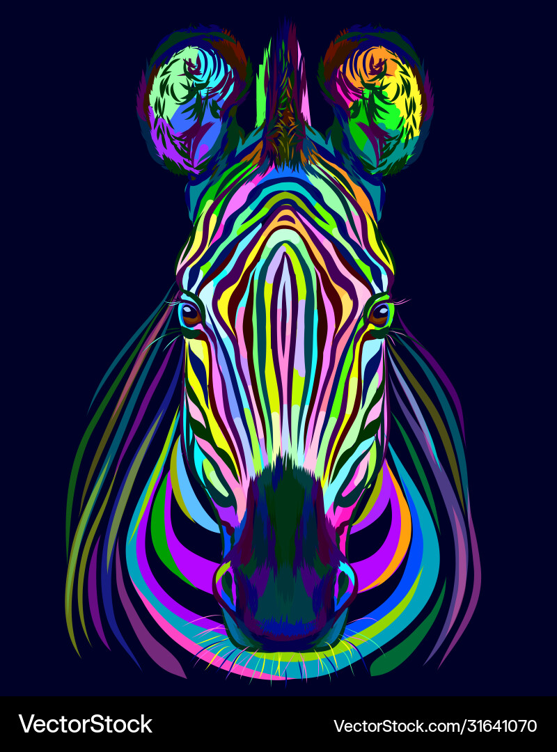 Abstract multicolored portrait zebra head Vector Image