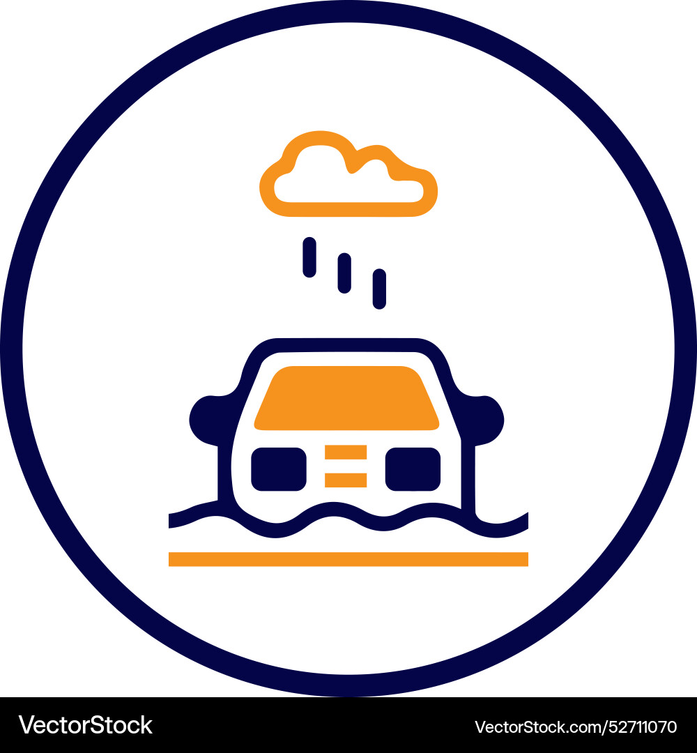 Car flood disaster icon cloud rain Royalty Free Vector Image