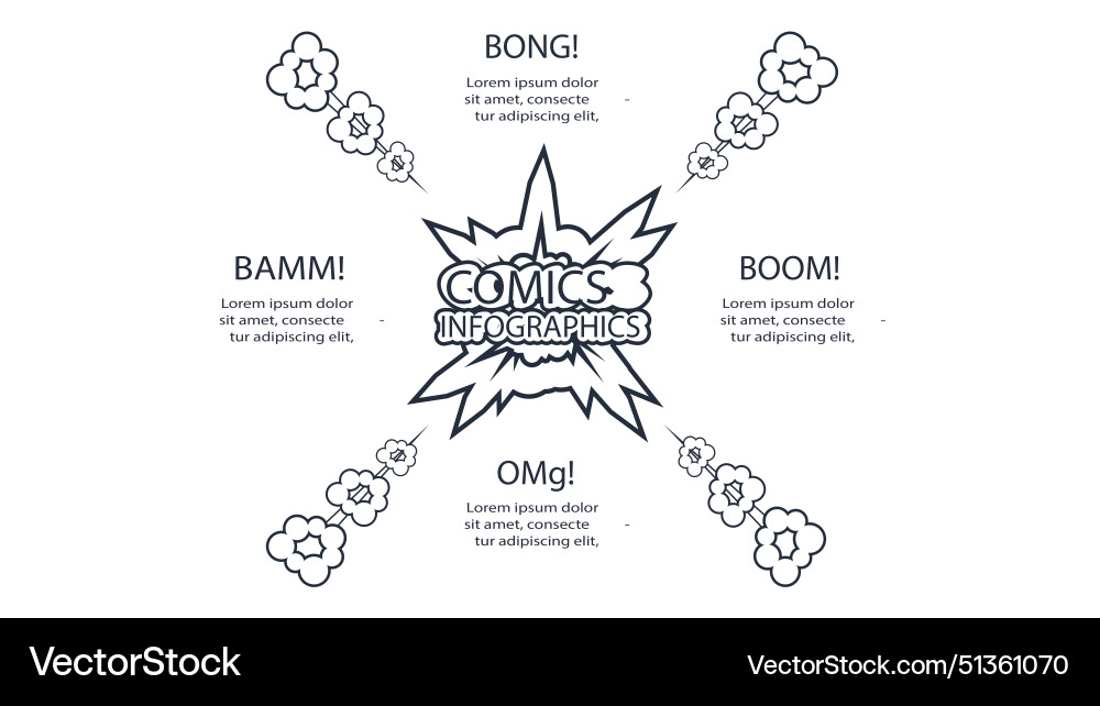 Comics infographic with 4 steps options parts Vector Image